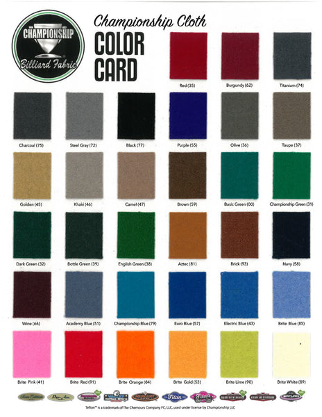 Champion Standard Cloth | Billiards Table Cloth Options | Blatt Billiards