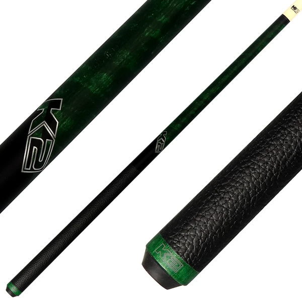 K2 KLCGN Pool Cue with Leather Wrap - Green-Stained Maple | Blatt Billiards